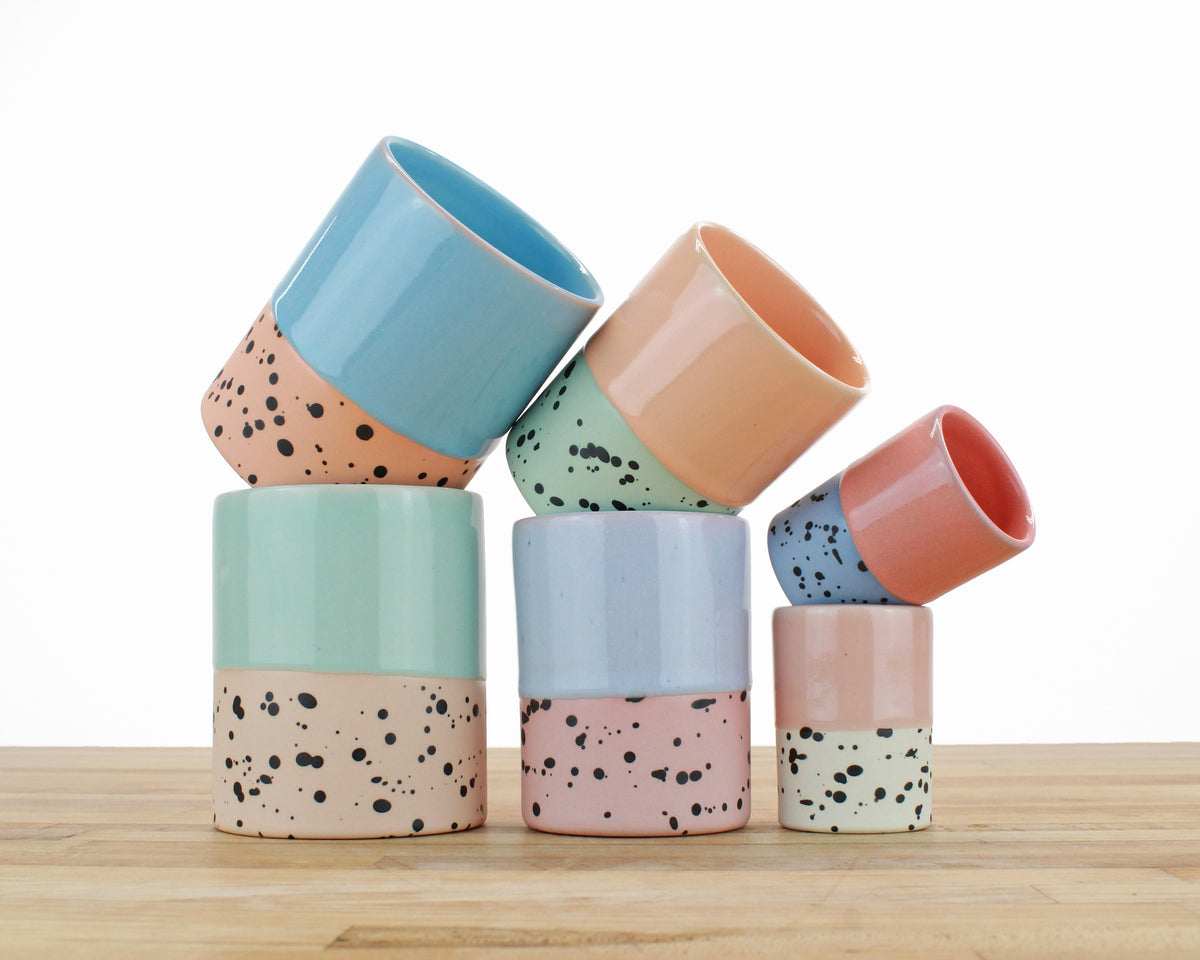 Dipped and Dotted Cups - Three Sizes! – Tiny Badger Ceramics